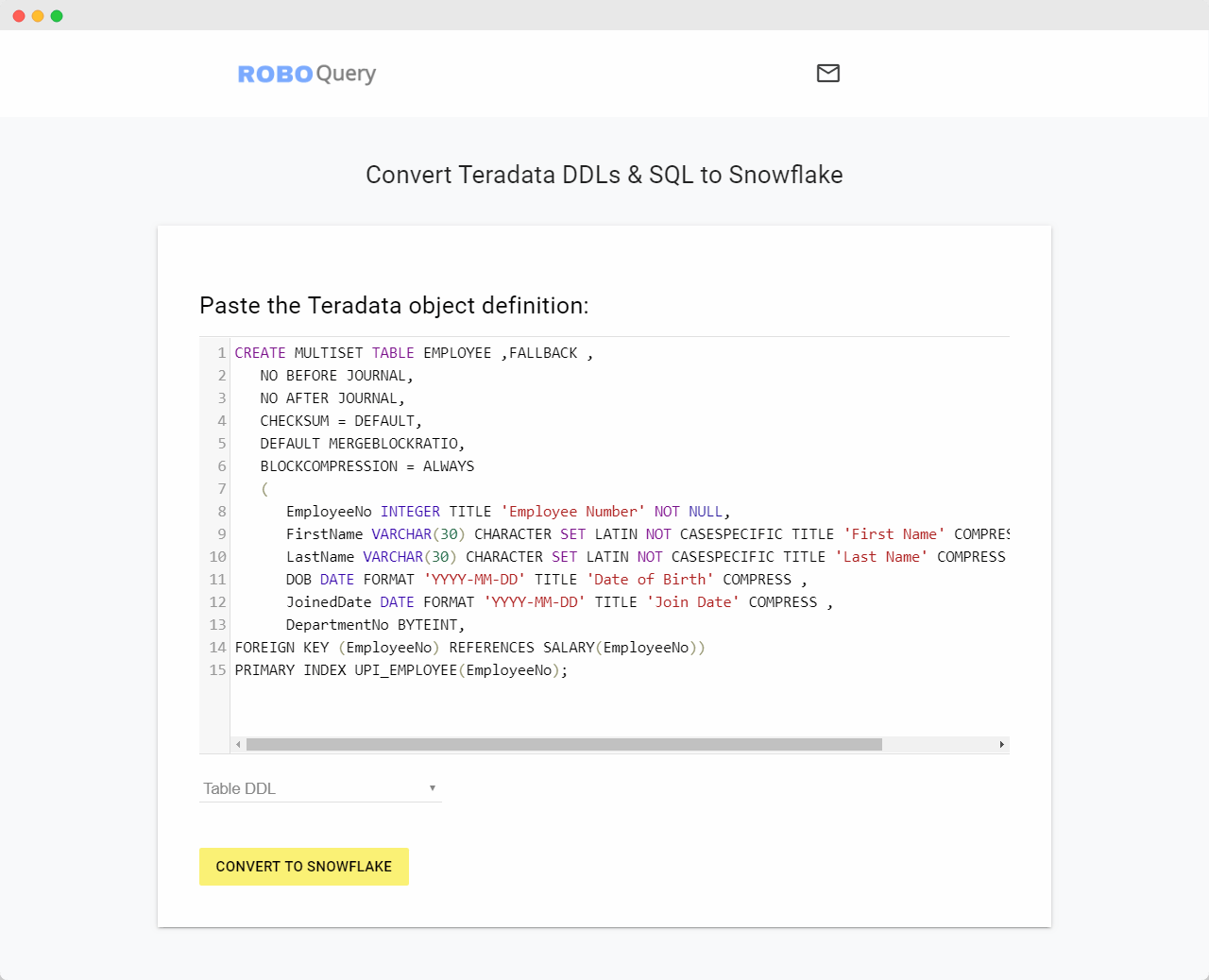 Convert Tables Views DDLs SQL Translator From Teradata SQL Server
